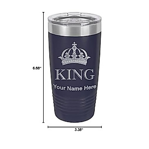 LaserGram 20oz Vacuum Insulated Tumbler Mug, King Crown, Personalized Engraving Included (Navy Blue)