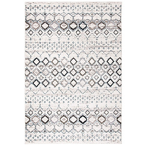 SAFAVIEH Amsterdam Collection Area Rug - 10' x 14', Ivory & Grey, Moroccan Boho Design, Non-Shedding & Easy Care, Ideal for High Traffic Areas in Living Room, Bedroom (AMS108A)