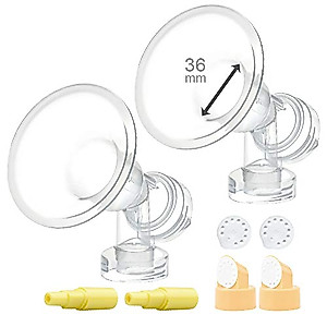 36 mm Extra Extra Large Flagne w/Valve and Membrane for Spectra Breast Pumps S1, S2, M1, Spectra 9; Narrow (Standard) Bottle Neck; Made by Maymom