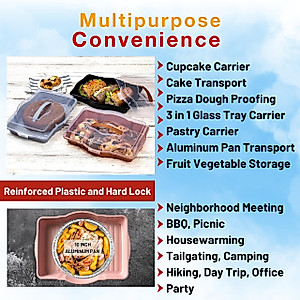 Cupcake Cake Muffin Tray Carrier, 4 in 1 Casserole Containers Holder with Lid, Pie Cupcake Carrier 24 Count, Travel Storage, Versatility Round Square Rectangular Oven Tray Carrying (Matte Pink)