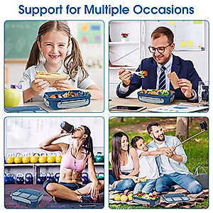 Korlon 30 Pcs Bento Box Adult Lunch Box, 1300ML Kids Lunch Box 4 Compartment Durable Leakproof Lunch Containers for Adults with Spoon Fork Bag Accessories, Microwave Dishwasher Freezer Safe