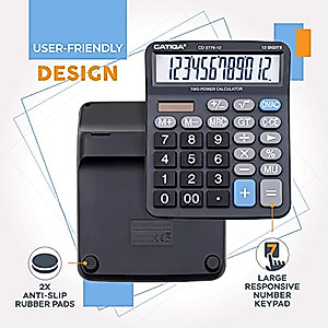 Premium Commercial 12-Digit Large Desktop Calculator with Huge 5-Inch LCD Display Screen, Giant Responsive Buttons, Battery and Solar Powered, Perfect for Home/Office Accounting Finance Use, CD-2776