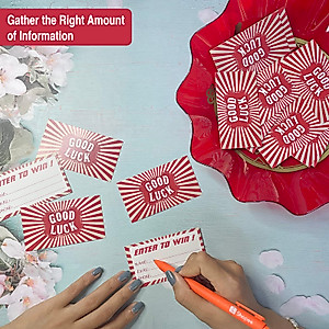 Tomioziey 300 Raffle Tickets Enter to Win Cards-3.5”x2” Entry Form Cards for Contest,Ballot Box,50/50,Raffle Drum with Email Address and Phone Number Fields-Red