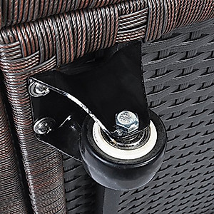 Outdoor Patio Wicker Storage Container Deck Box made of Antirust Aluminum Frames and Resin Rattan, 86-Gallon (Brown) (Large, Brown)