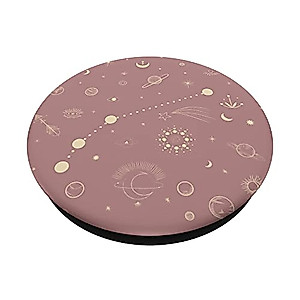 Mystic Astrology Space Stars Moon Pattern Rosy Brown PopSockets Swappable PopGrip