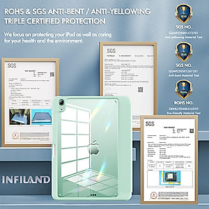 INFILAND Compatible with iPad Air 5 10.9 2022/iPad Air 4 10.9 2020, Ultra-Thin Shockproof TPU Case (with Translucent Matte Back) with Smart Auto Wake/Sleep Function, Mint Green