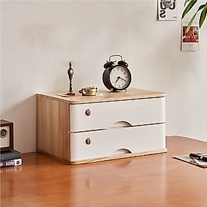 Desktop File Cabinet - Solid Wood Storage Box, With Lock Flat File Cabinet Storage, Desktop Drawer Cabinet, Wooden File Cabinet/Desktop Storage Cabinet/Data Cabinet, 1/2/3/4 Tier ( Color : A , Size :