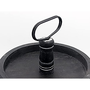 Funly mee Distressed Rustic Black Wood Two-Tier Tray with Metal Handle,Decorative Organizer for Kitchen Counter Top, Dining Room Table(Black)