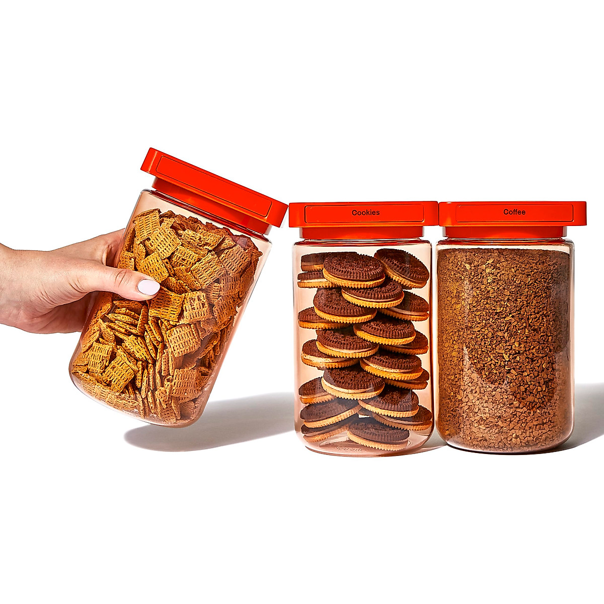 Cliik 3-Pack Magnetic Stackable Kitchen Containers, Jars for Organization and Storage, Kitchen Storage & Pantry Organizer with Lid, Shatterproof, Leakproof & Airtight