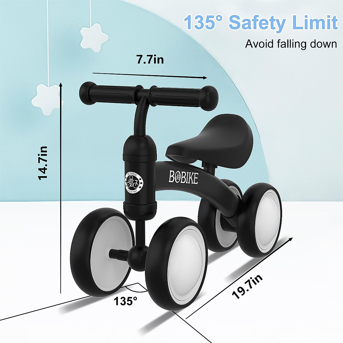 Baby Balance Bike Toys for 12-36 Months Kids Toy Boy and Girls Gifts Toddler Best First Birthday Gift Children Walker No Pedal Infant 4 Wheels Bicycle (Colorful, Black-Light)