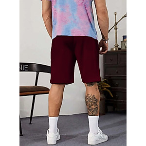 JMIERR Men's Cotton Sweat Shorts with Pockets Workout Lounge Jogger Gym Shorts 7 inch Inseam Basketball Shorts for Men, US38(XL), A Red