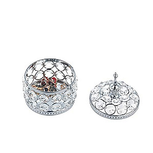 Feyarl Crystal Jewelry Box Trinket Organizer Earrings Rings Box Treasure Box Storage Keepsake Mirror Surface with Lid for Valentine Wedding Dresser Room Deco Christmas Birthday Gift(Silver)