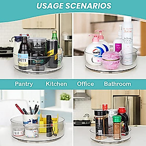 KAGUYA Lazy Susan Organizer Non-Skid Turntable 4 Pack for Cabinet Pantry Kitchen Office Countertop Refrigerator Cupboard Bathroom, Clear Organizer Rotating, 8/10/11/12 inch