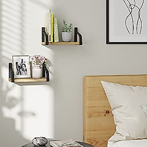 You Have Space Prato 9" Floating Shelves for Living Room Decor, Small Book Shelves for Bedroom, Bathroom & Kitchen Organization and Storage Shelves for Wall, Burnt, Set of 2