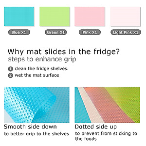 4 PCS Refrigerator Liners, Washable Waterproof Oilproof EVA Refrigerator Mats, Non-Slip Fridge Liners Shelves Covers Pads (4 Mixed Colors)