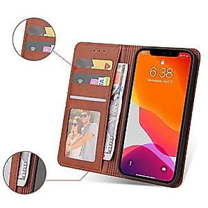 Fansipro Wallet Folio Case for Samsung Galaxy S9 Plus, Premium PU Leather Slim Fit Cover for Galaxy S9 Plus, 2 Card Slots, 1 Transparent Photo Frame Slot, 3 Color Bands, Brown
