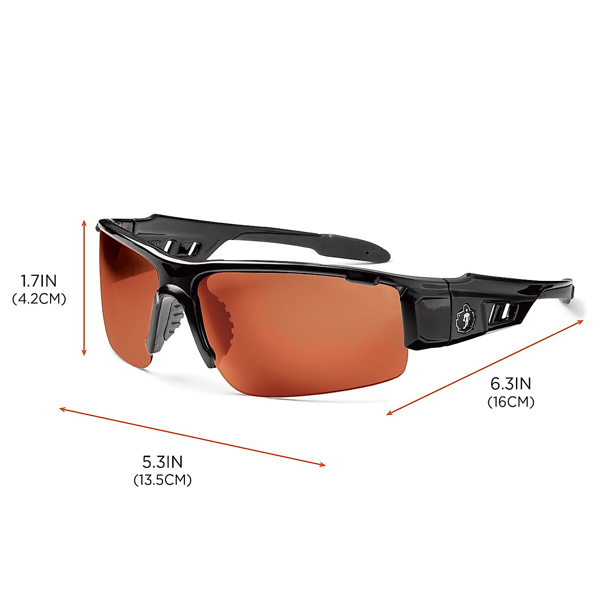 Ergodyne Skullerz Dagr Polarized Safety Sunglasses- Black Frame, Copper Lens