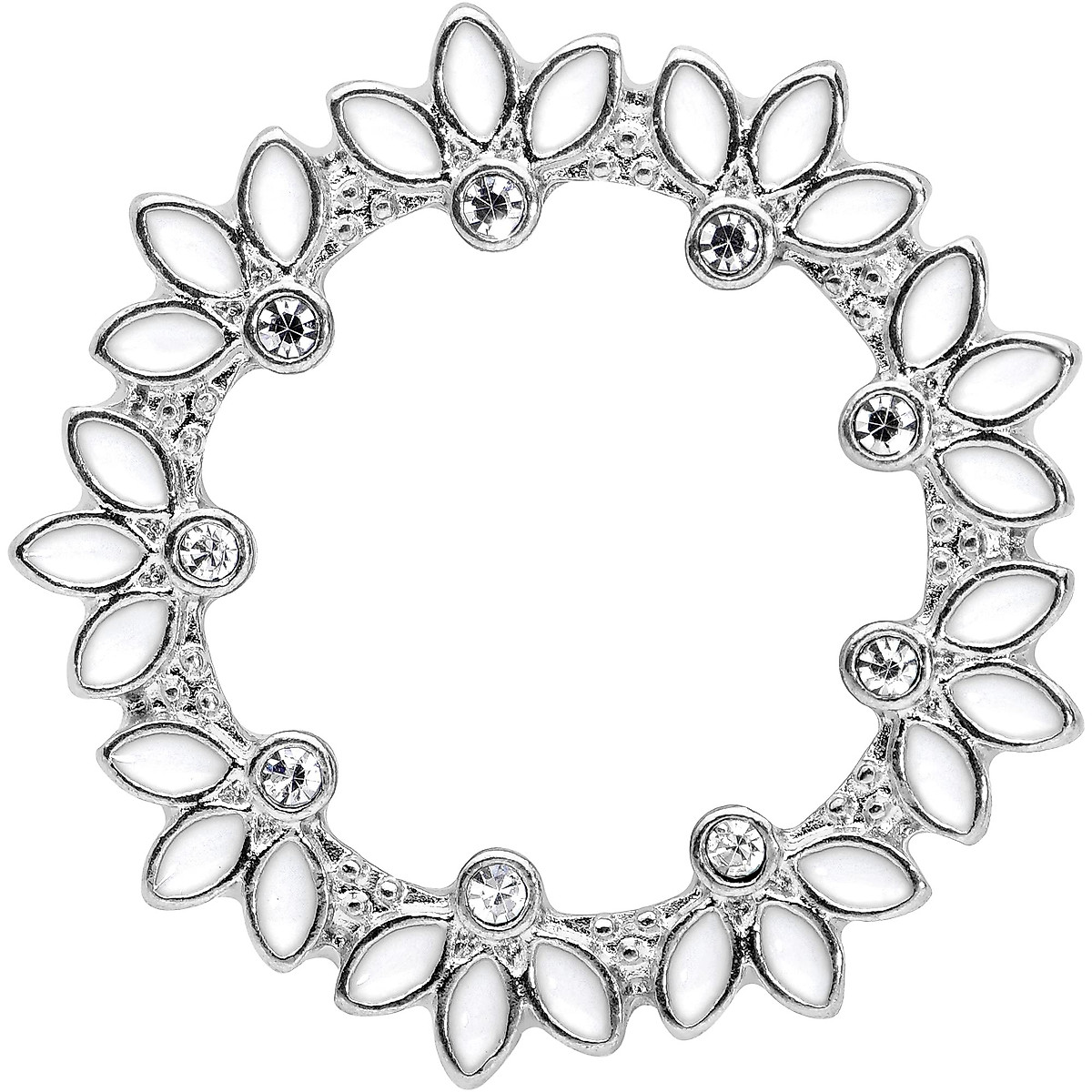 Body Candy 2Pc Womens 316L Steel White Leaves 5/8" Double Flare Screw Fit Tunnel Plug Ear Plug Gauges Set