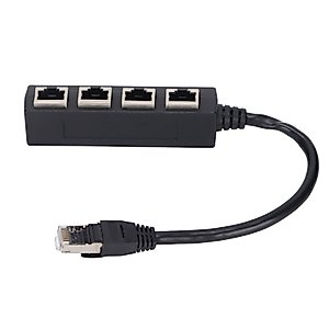 Zhiyavex RJ45 Splitter Adapter,1 to 4 Port Smooth Transmission Excellent Connection Network Cable Adapter,PCB Board Ethernet Adapter for All Networks, Homes and Offices, Broadband Connections, black