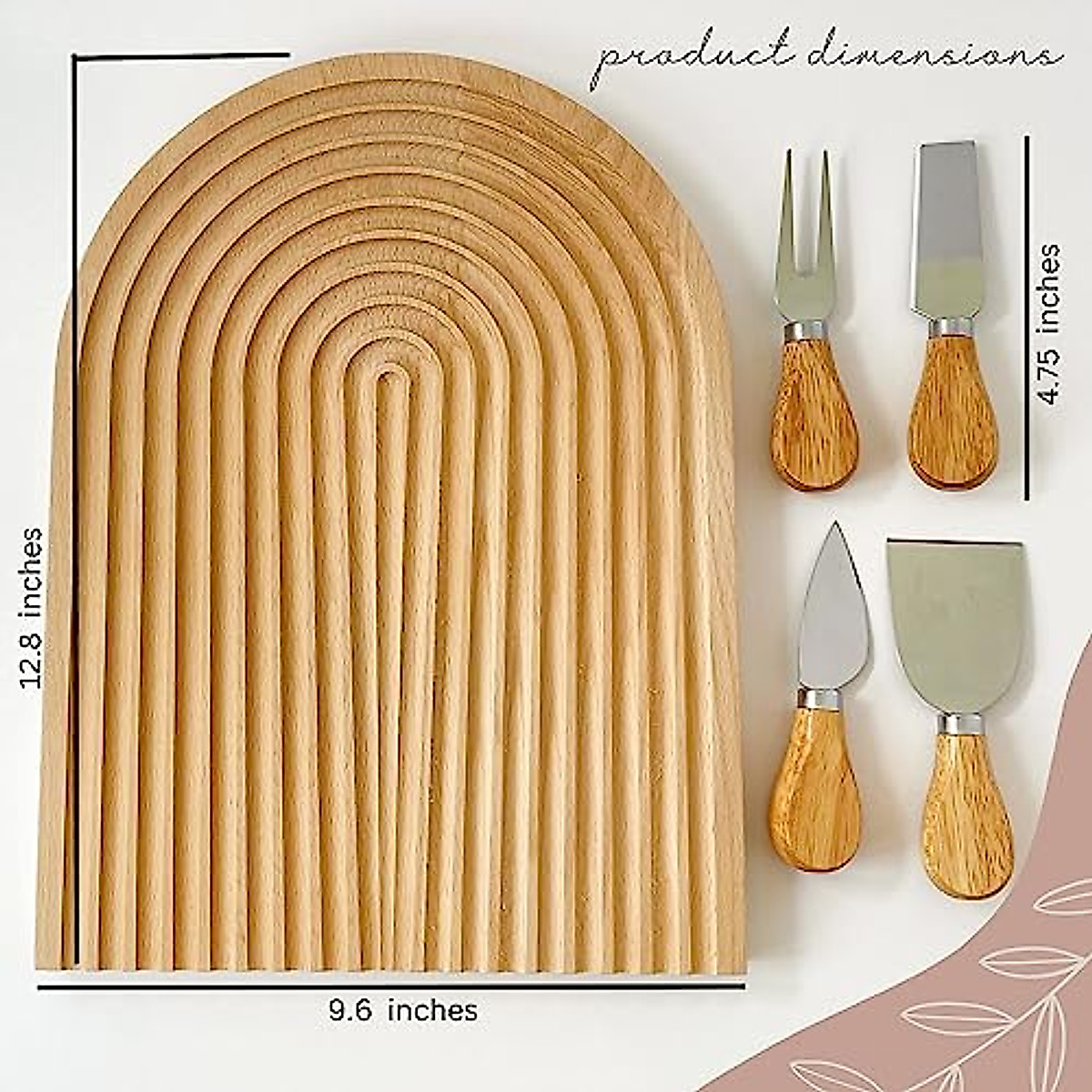 Charcuterie Board Set - Cheese Board and Knife Set - 4pc Cheese Knife Set - Cheese Boards Charcuterie Boards - Decorative Serving Trays Board for Charcuterie - Wood Charcuterie Boards