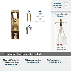 Amerock H37010CZ | Avid Double Prong Decorative Wall Hook | Champagne Bronze Hook for Coats, Hats, Backpacks, Bags | Hooks for Bathroom, Bedroom, Closet, Entryway, Laundry Room, Office