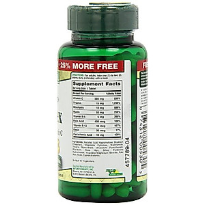 Vitamin B-Complex by Nature's Bounty, Time Released Vitamin Supplement w/ Folic Acid Plus Vitamin C, Supports Energy Metabolism and Nervous System Health, 125 Tablets (Pack of 3)