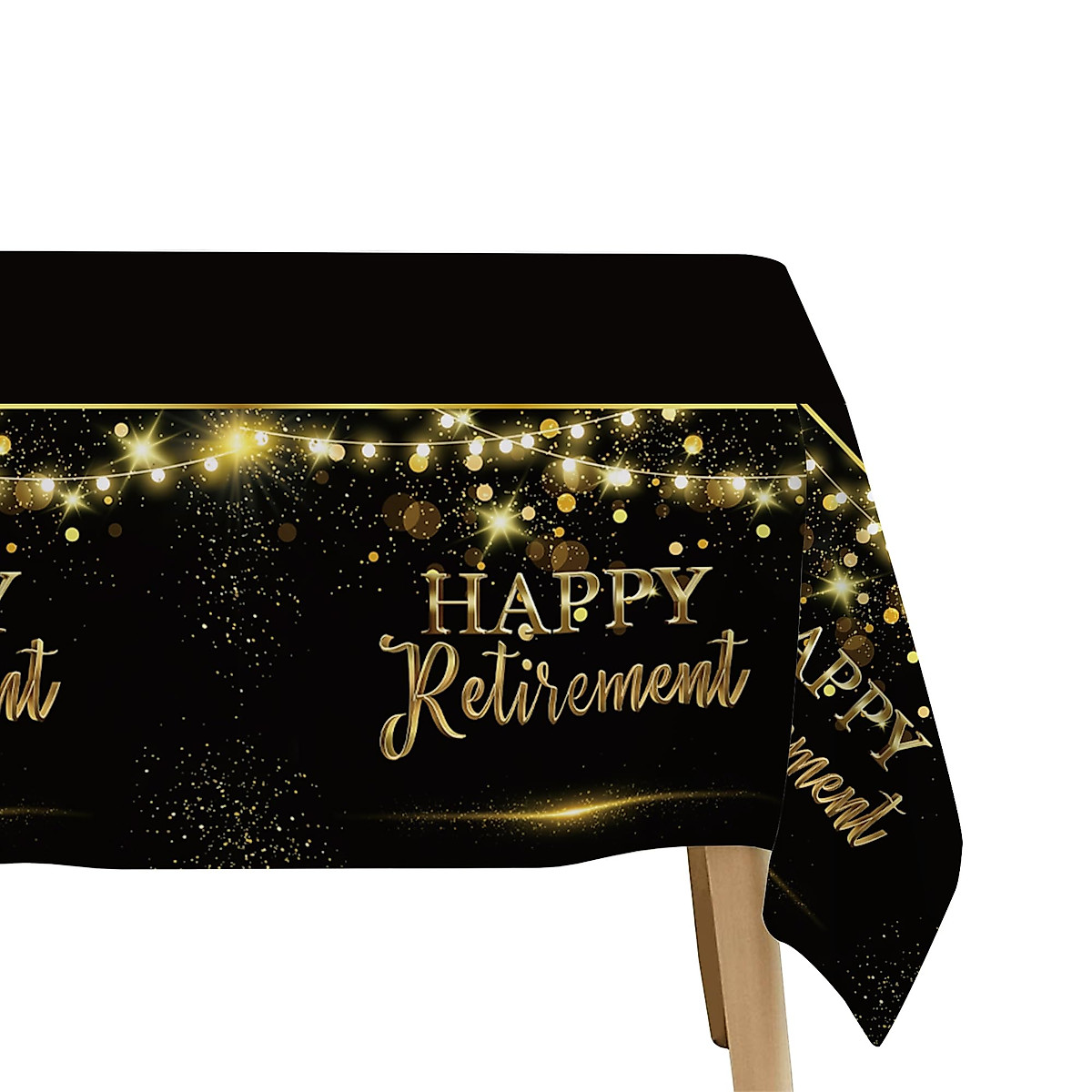 Suhelkit 3 Pack Retirement Decorations Party Supplies Tablecloth - Happy Retirement Decorations Table Cover for Men Women, Gold Black Retirement Party Decorations Table Cloth,54in x 108in