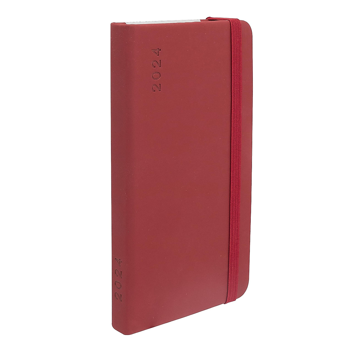 Idena 11072-2024 Appointment Diary, 80 x 150 mm, Slim Dark Red, 192 Pages, 1 Week on 1 Page, Agenda, Weekly Planner, Soft Touch Cover