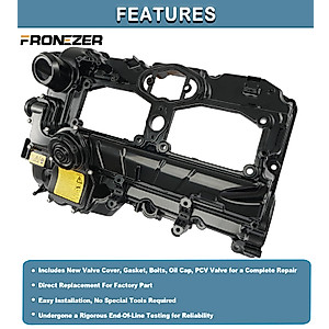 Upgrade Black Aluminum N20 Engine Valve Cover Kit with Gasket, Bolts & Oil Cap Compatible with 2012-2018 BMW 228i 320i 328i 328i GT xDrive 428i 528i X1 X3 X4 X5 Z4 2.0L Replaces 11127588412 264-517