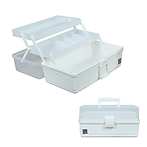 Ayzololo Storage Box Folding Plastic Organizer with Handle 3 Layers Portable Lockable Case for First Aid Storage Box Tool Sewing Pill Case Toy Lego Stationery Organizer Art Craft Cosmetic Tackle Box