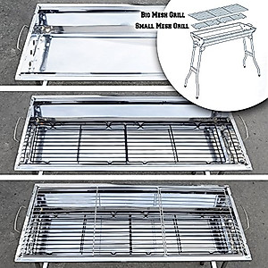 BenefitUSA Foldable Large Stainless Steel Barbecue Charcoal BBQ Grill Kabob Shashlik Cooking Stove