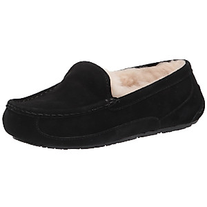 UGG Unisex-Child's Ascot Slipper, Black Suede, 5 M US