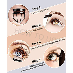 TPPICK Eyelash Curler Kit Metal Lash Curlers with Eyelashes Separator Comb Tools & 6 Replacement Refill Pads (Black)