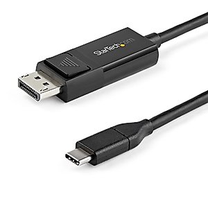 StarTech.com 6.6ft (2m) USB C to DisplayPort 1.2 Cable 4K 60Hz - Bidirectional DP to USB-C or USB-C to DP Reversible Video Adapter Cable - HBR2/HDR - USB Type C/TB3 Monitor Cable (CDP2DP2MBD) Black