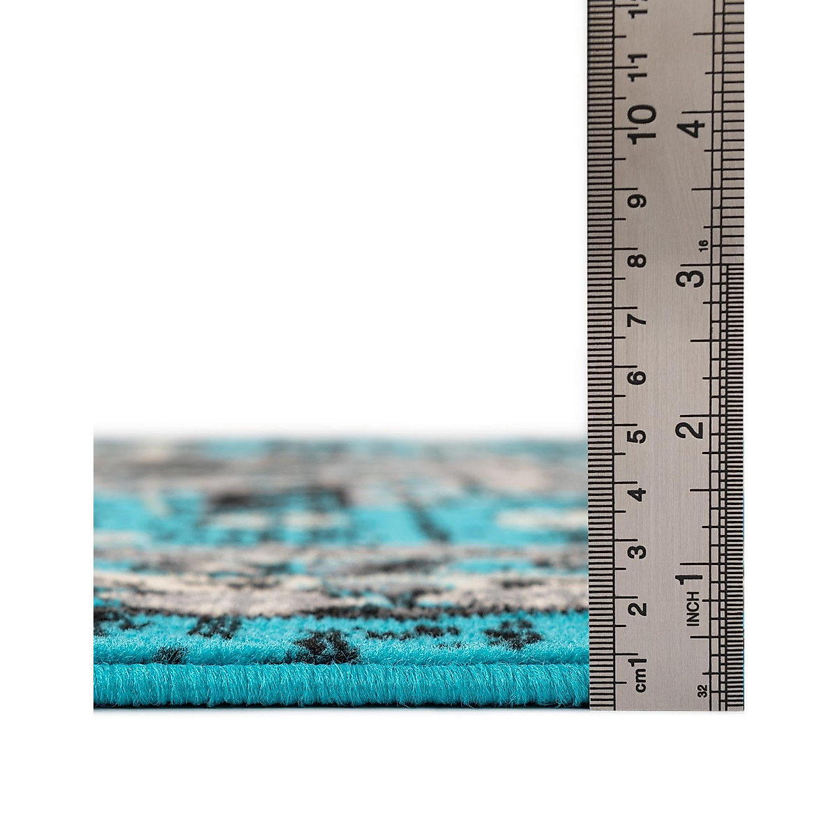 Unique Loom Taftan Collection Border Geometric Tribal Inspired Design Area Rug, 4 ft x 6 ft, Turquoise/Gray