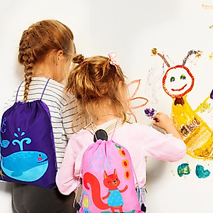 Animal Party Favor Drawstring Bags for Kids Birthday Supplies Carton Animal Backpack String Bags for Boys Girls Baby Shower Birthday Party Gift (32 Pack)