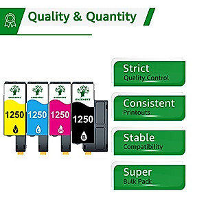 GREENSKY Compatible Toner Cartridge Replacement for Dell 1250 1250C 810WH C5GC3 XMX5D WM2JC to use with C1760nw C1765nfw 1350cnw 1355cn 1355cnw C1765nf Printer (Black Cyan Magenta Yellow, 4 Pack)