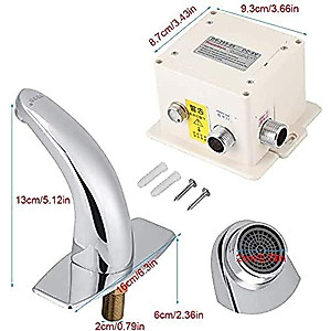 POMU Deck Mount Solid Brass Auto Sensor Bathroom Sink Faucet with Automatic Sensor Chrome Bath Tub Faucet Tub Faucets Polished Chrome