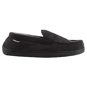 isotoner Men's Slipper, Diamond Corduroy Moccasin with Memory Foam and Skid Resistance for Indoor/Outdoor Comfort