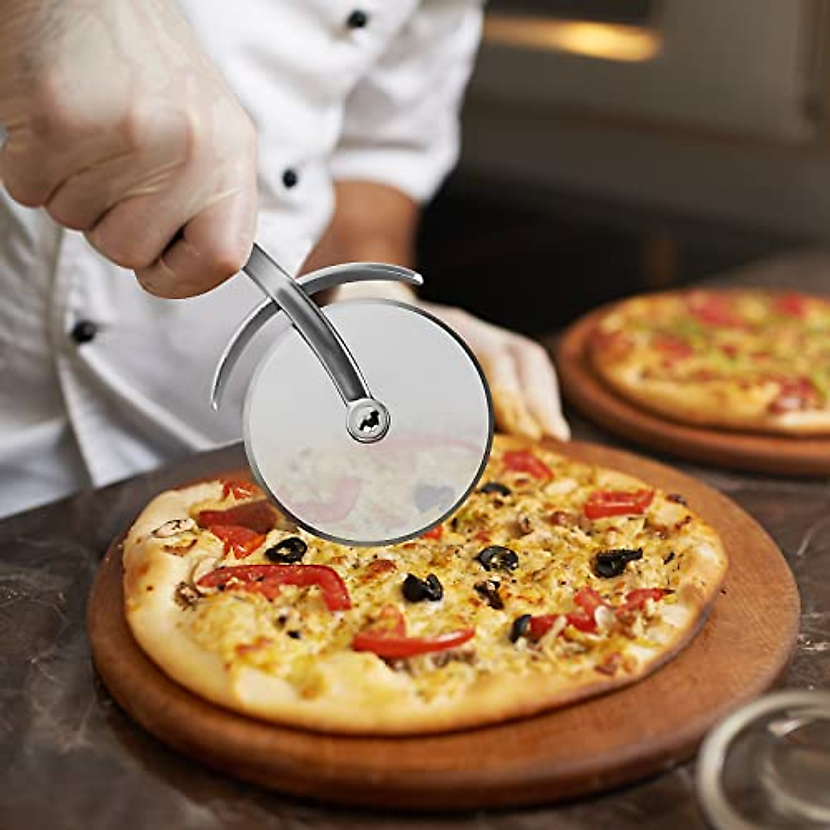 YNNICO Pizza Cutter with Ergonomic Handle, Stainless Steel Pizza Wheel Easy to Cut and Clean, Super Sharp Pizza Slicer, Dishwasher Safe