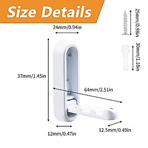 MOROBOR 4pcs Elliptical Folding Wall Hook Non-Slip Heavy Duty Foldable Coat Hook Aluminum Alloy Wall Hanger for Hanging Coat Bags Backpack Towel(Matte White)