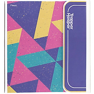 Trapper Keeper Binder, Retro Design, 1 Inch Binder Includes 2 Folders and Extra Pocket, Metal Rings and Spring Clip, Secure Storage, Colorblock, Mead School Supplies (260038FN-ECM)