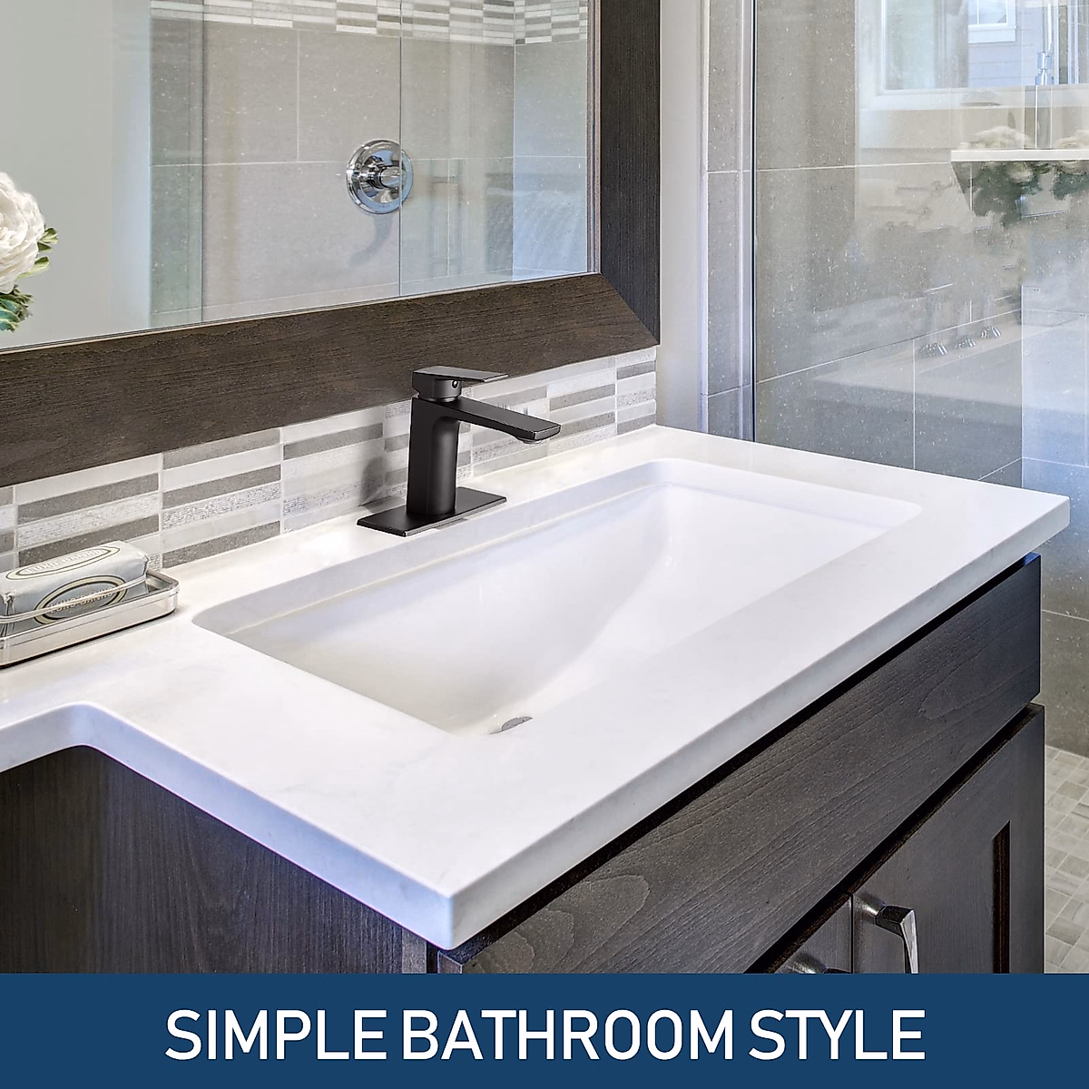 Black Bathroom Faucet Single Handle Bathroom Sink Faucet with Pop-up Drain and Deck Plate Rv Lavatory Vessel Faucet Basin Mixer Tap