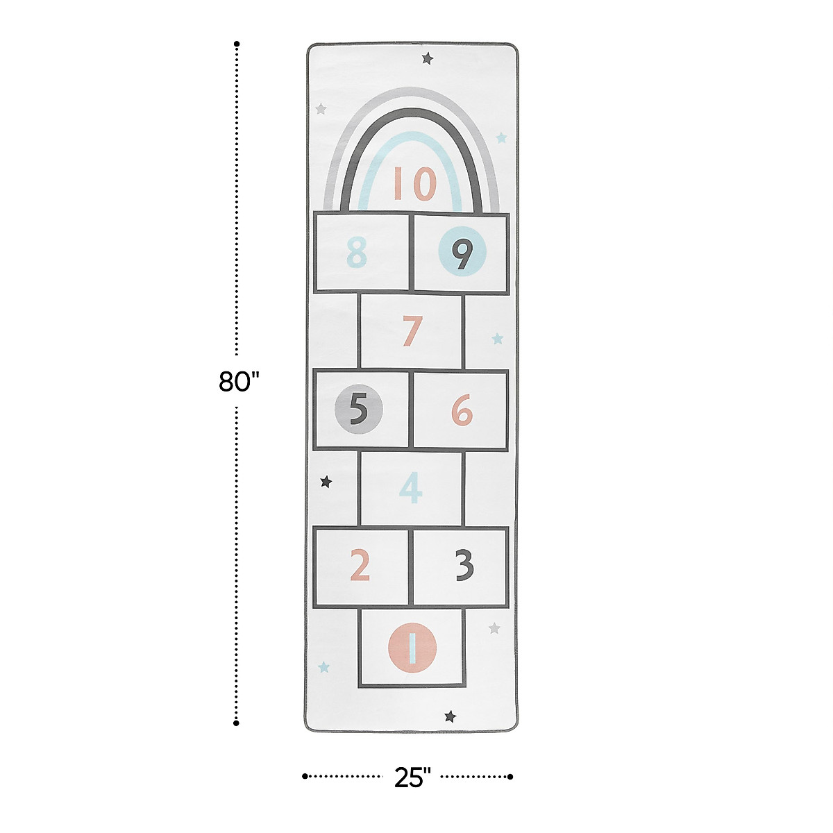 Hearthsong Retro Hopscotch and Marble 2-in-1 Rug, 80”L x 25”W Rug, Plush Drawstring Bag, 22 Ceramic Marbles, 2 Bean Bags, Ages 3 and Up