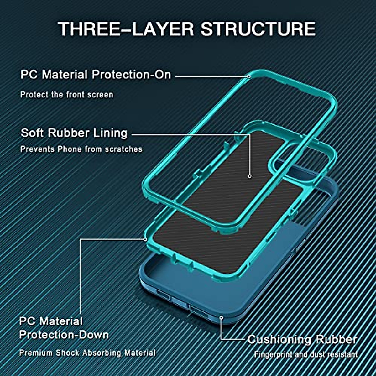 I-HONVA for iPhone 11 Pro Case Shockproof Dust/Drop Proof 3-Layer Full Body Protection [Without Screen Protector] Rugged Heavy Duty Durable Cover Case for Apple iPhone 11 Pro 5.8 Inch,Turquoise