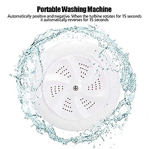 POCREATION Travel Portable Washing Machine, Mini Travel Portable Household Small Washing Machine Ultrasound Turbo Washer Laundry(White)