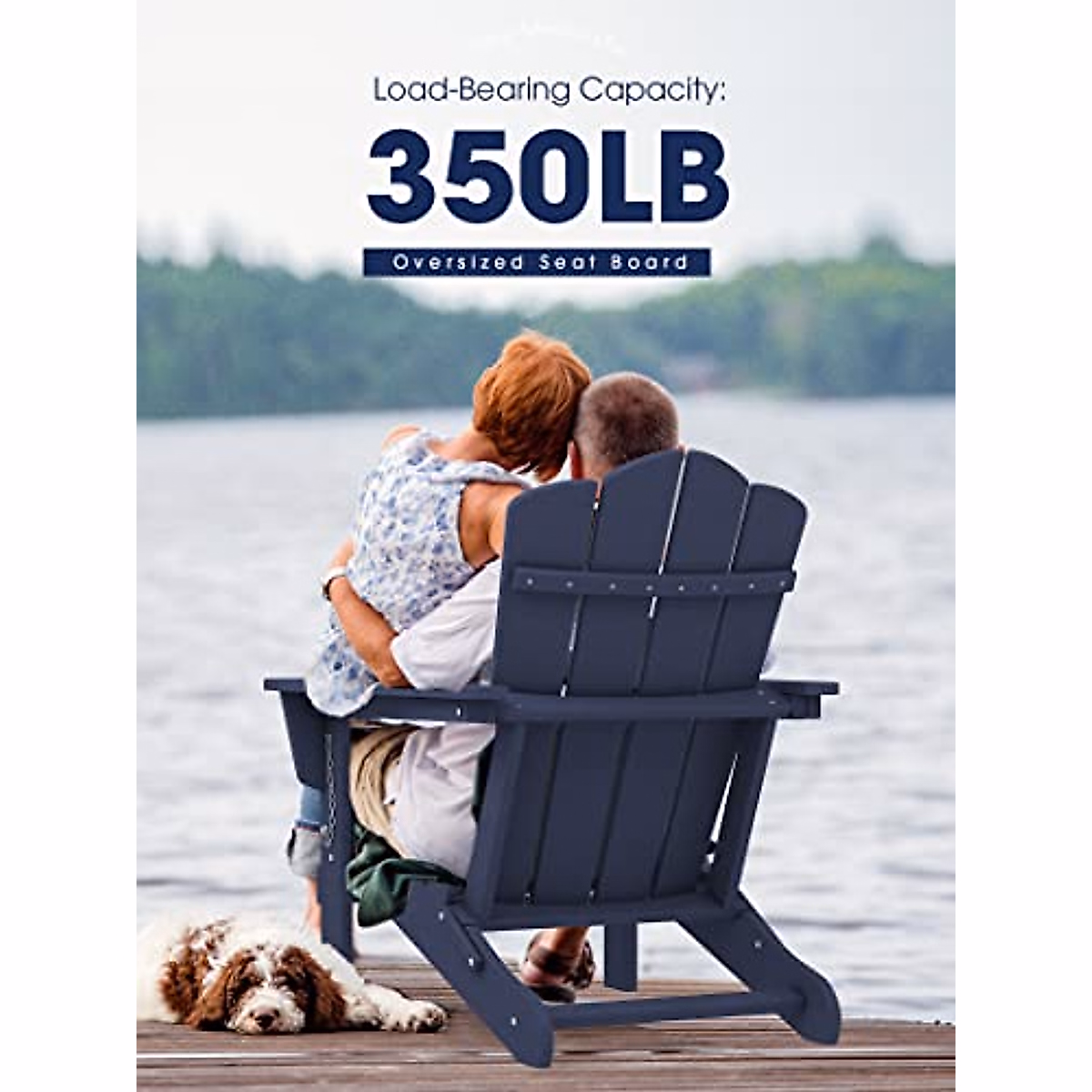 KINGYES Folding Adirondack Chair, HDPE All-Weather Adirondack Chair, Navy