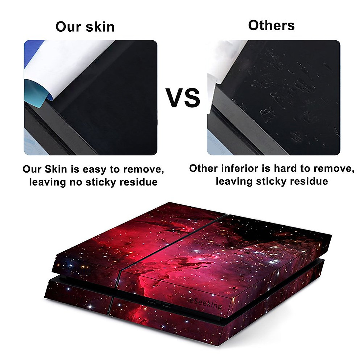 eSeeking Whole Body Vinyl Skin Sticker Decal Cover for PS4 Console and 2PCS Controllers Skins Wine red Nebula