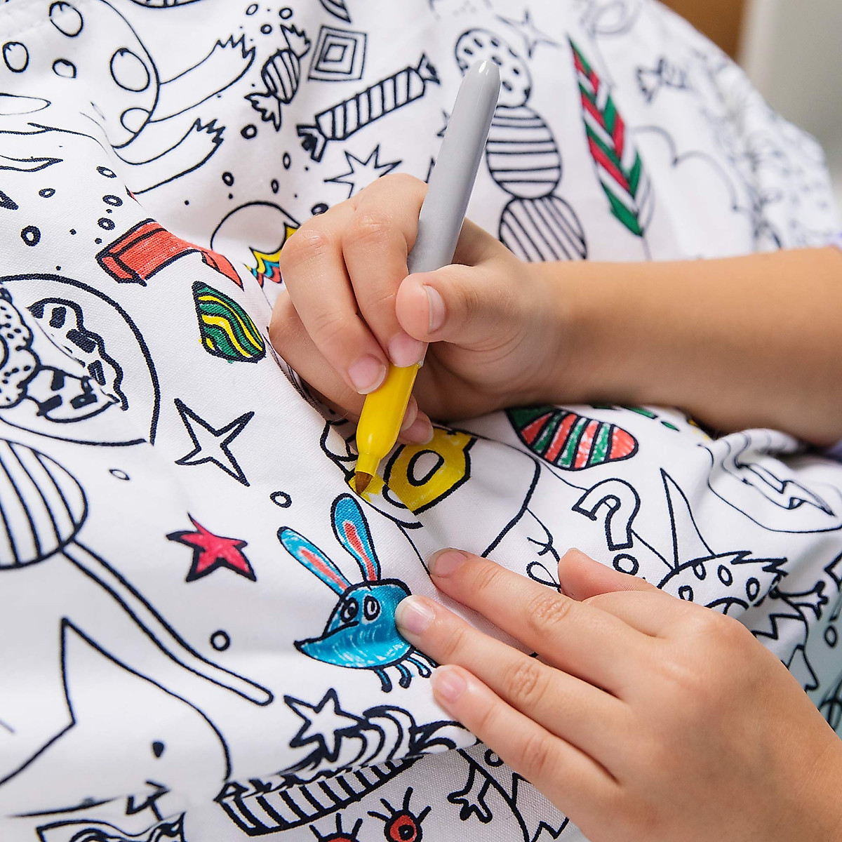 Posh Stuffable Kids Stuffed Animal Storage Bean Bag Chair Cover - Childrens Toy Organizer, Large 38" - Canvas Fun Creatures Coloring Fabric