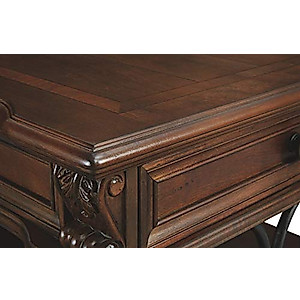 Signature Design by Ashley Alymere Traditional Lift Top Coffee Table, Hand-Finished with 2 Storage Drawers and Fixed Floor Shelf, Dark Brown